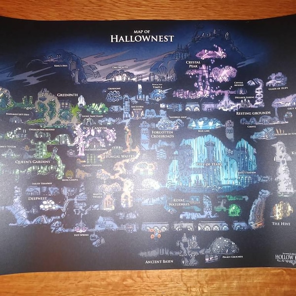 Hollow Knight Map Poster, Game Art Wall Decor, Hollownest World Map - Etsy