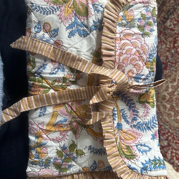 Hand Block Printed Quilted Laptop Sleeve: Floral Cotton MacBook Case - Etsy