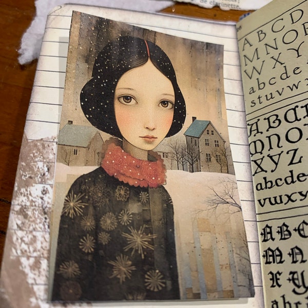 Winter Scene Portrait of a Unique Girl Collage Printable Junk Journal ...