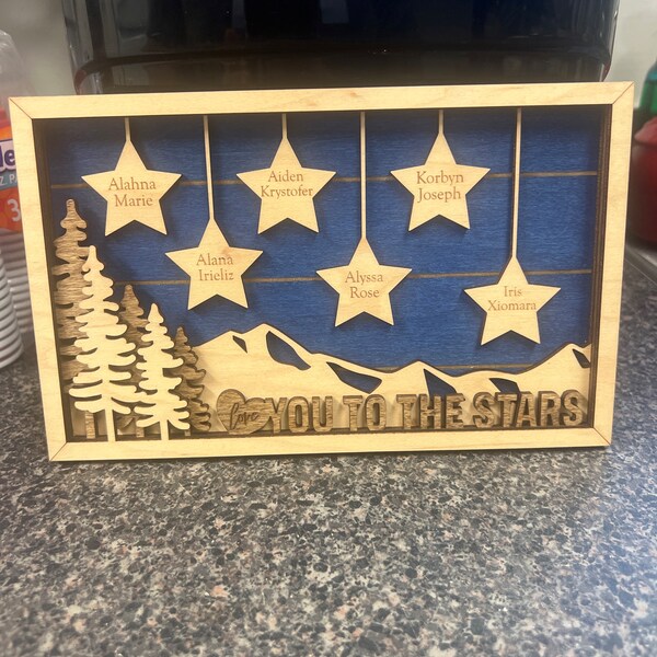 Personalized Mountain Star Name Frame Sign, Father's Day, Mother's Day ...