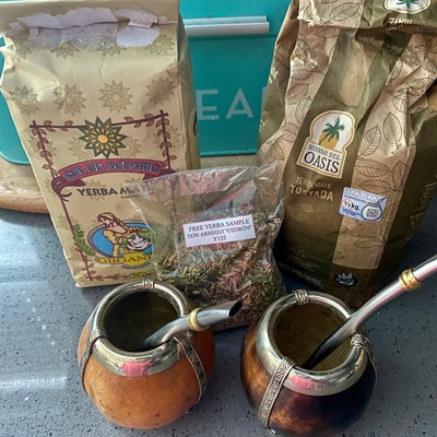 6 Yerba Mate Bags ALL TYPES Sample Kit woodgrain Mate Gourd Plus 2 ...