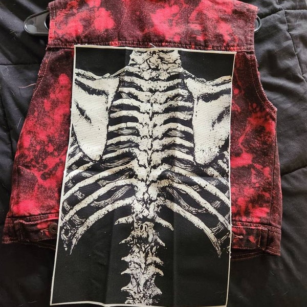 Ribcage Back Patch, Ribcage, Skeleton Patch, Bones Patch, Cloth Patch, Spine, Back Patch, Canvas ...
