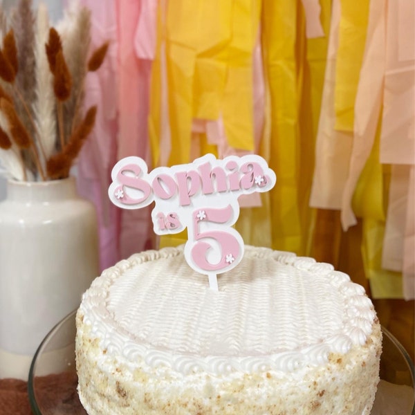 Retro Cake Topper | Hippie | Flower Power | Personalized Cake Topper ...