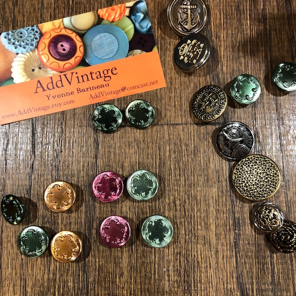 Vintage Metal Buttons Grab Bag Lot, Quantity Choice, Mixed Sewing ...