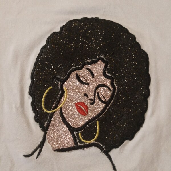 Woman With Afro Hair Applique Embroidery Designs 3 Sizes INSTANT ...