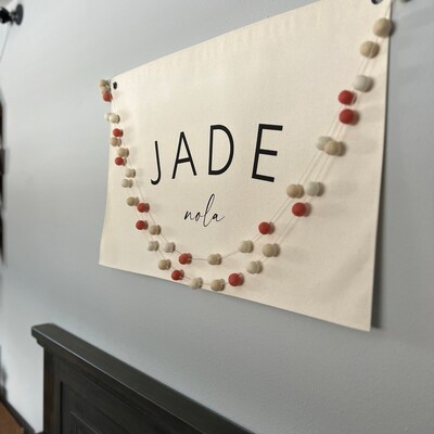 Baby Name Flag Canvas Flag Nursery Name Sign Custom Name Banner Boho ...