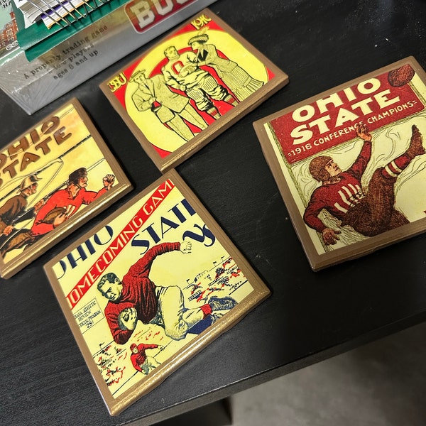 COASTERS! Vintage Ohio State Football Program Cover Coasters With Gold ...