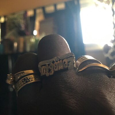 Custom Gold Name Ring Solid Gold 10k or 14k Fine Jewelry Sparkling ...