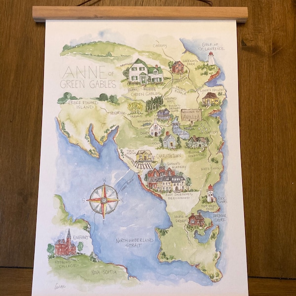 Anne of Green Gables and Avonlea Watercolor Map Art Print - Etsy