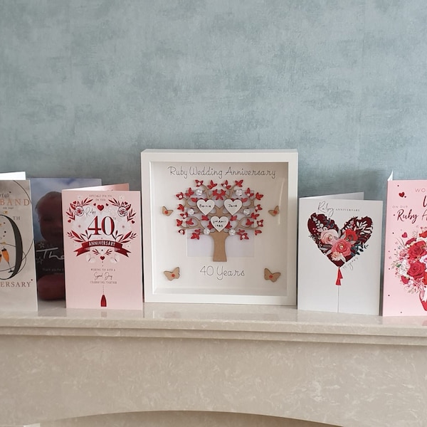 Ruby Wedding Anniversary Frame, Wedding Gift, Personalised, 40th ...