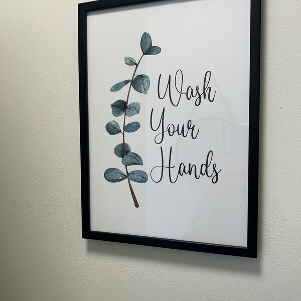Wash Your Hands Botanical Stem Bathroom Unframed Wall Art Poster Print ...