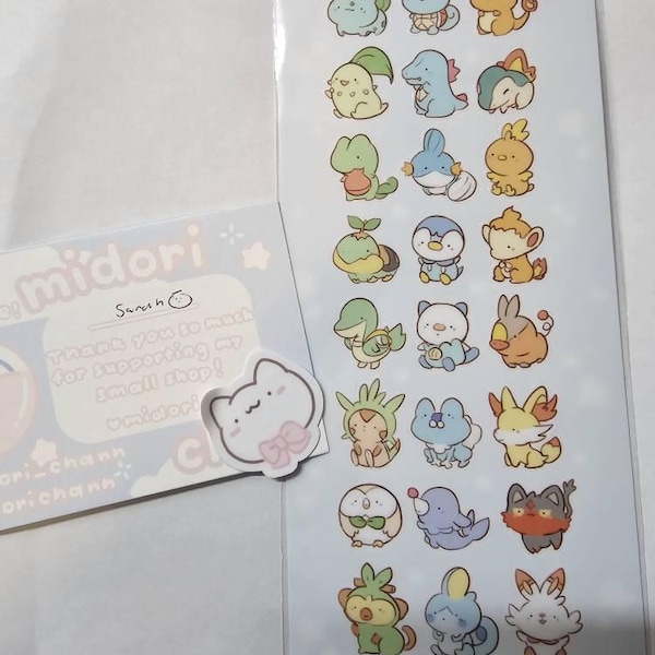 Pastel Tiny Derpy Poke Gen 1-9 Starters Sticker Sheet | 27 Stickers! - Etsy