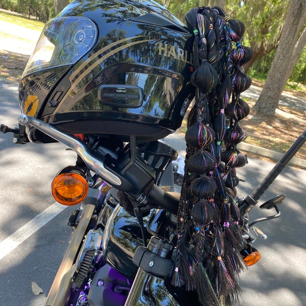 Biker Braids, Red Black, Rave Braid, Helmet Ponytail, Helmet Flair ...