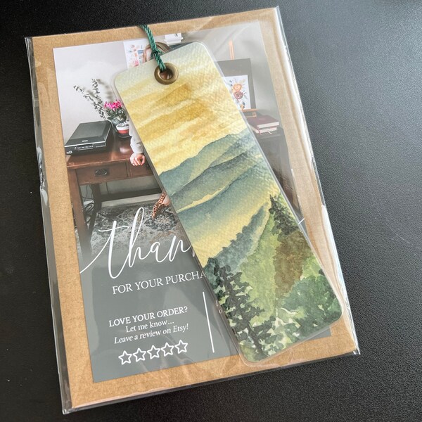 Mountain Bookmarks Handmade Bookmark Laminated With Tassel Watercolor ...