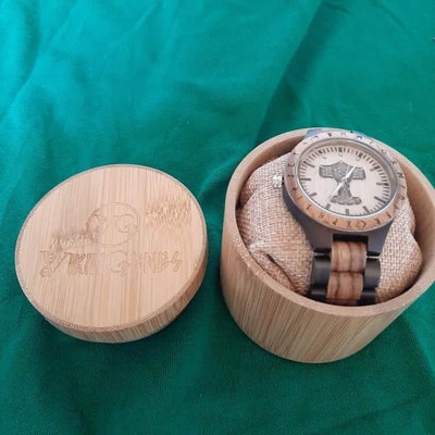 Engraved Thor's Hammer Mjolnir Wooden Watch, Personalized Viking Watch ...