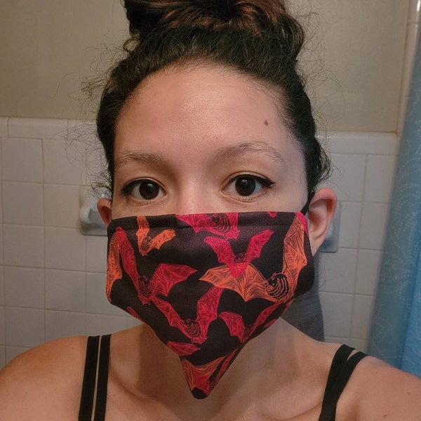 Bats Scary Halloween, Face Mask, Washable, Adjustable, Reusable, Nose ...