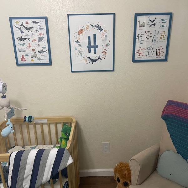 Sea Animals Numbers Poster, Ocean Animals Counting 1-10 Print, Playroom ...