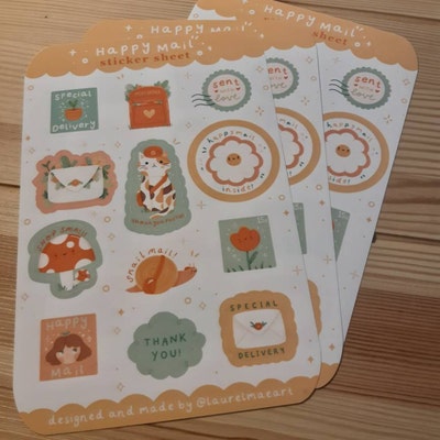 Happy Mail Sticker Sheet 1 Pc Digital Art, Stickers, Illustration ...