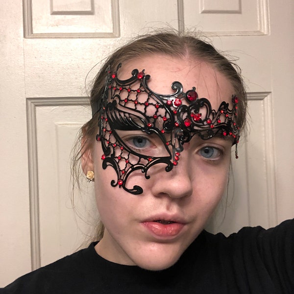 Black and Red Laser Cut Masquerade Metal Mask, Masquerade Metal Mask ...