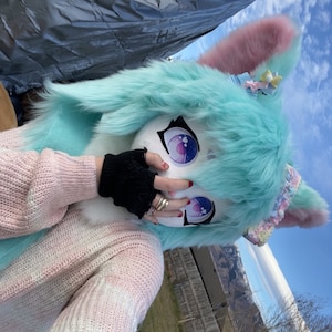 Blue Cat Mask King Cat Mask Furry Cosplay Mask Head With Blue Hair ...