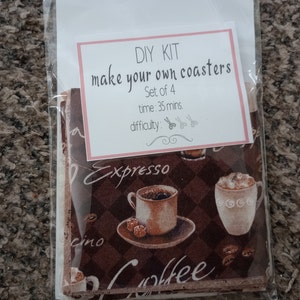 Coaster Kit DIY Sew Your Own Coasters Set of 4, Multiple Kits Available ...