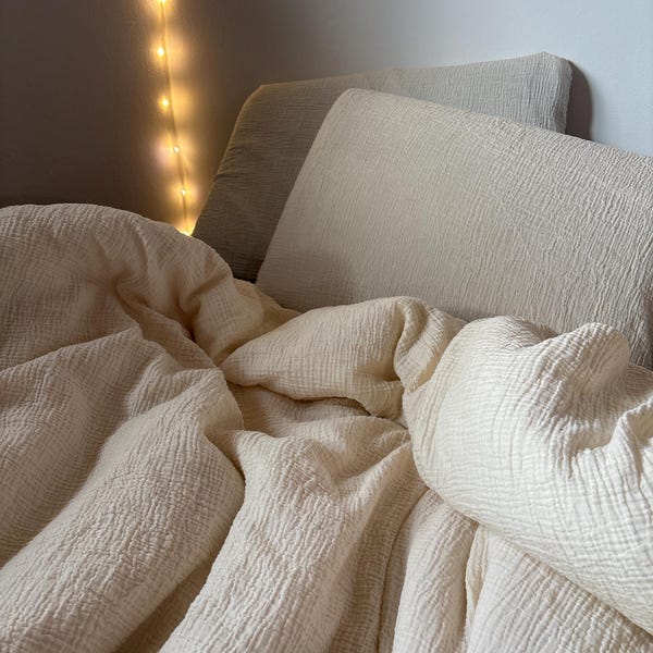 Organic Muslin Duvet Cover Set, Customized 2 Layer Gauze Set, Gauze ...