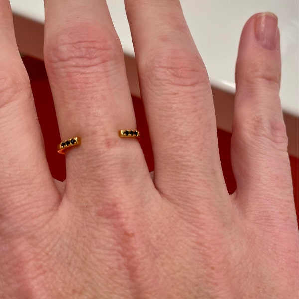 Onyx Ring, Open Ring, Gold Band Ring, Stacking Ring, Stackable Ring ...