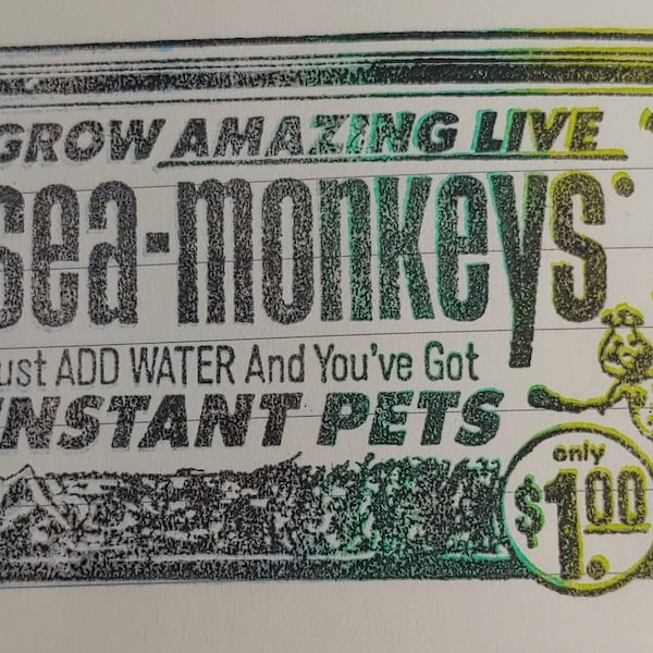Sea Monkeys RUBBER STAMP, Toy Stamp, Game Stamp, Seamonkey Stamp ...