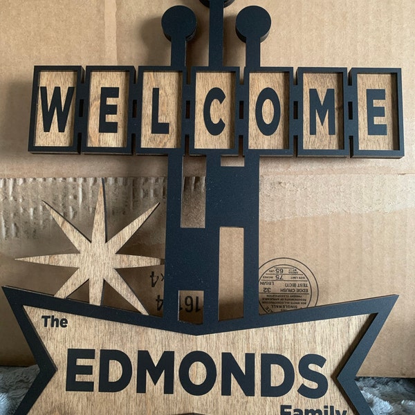 Custom Mid Century Style Welcome Sign W/ Your Name - Etsy