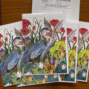 Great Blue Heron Digital Download Print, Waterbird Art Print, Blue ...