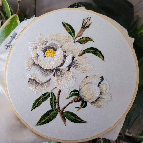 Magnolia Embroidery Tutorial | Intermediate - Etsy