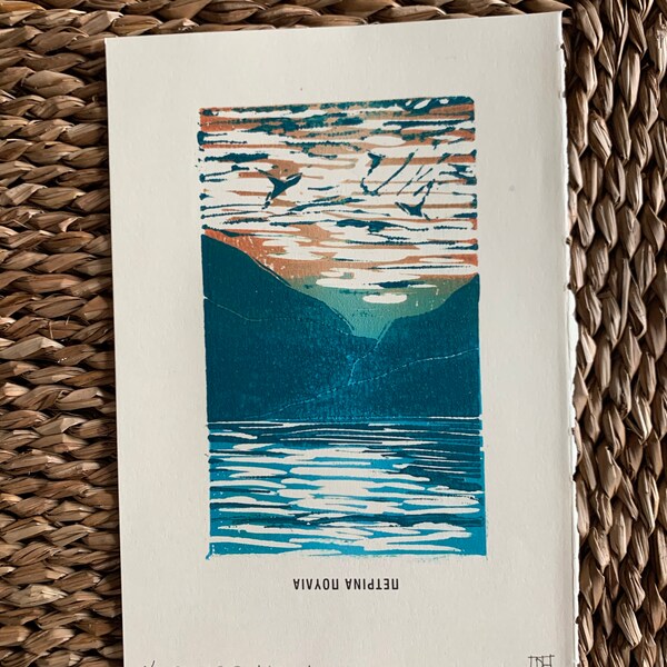 Original Linocut Art Print, Seascape - Etsy