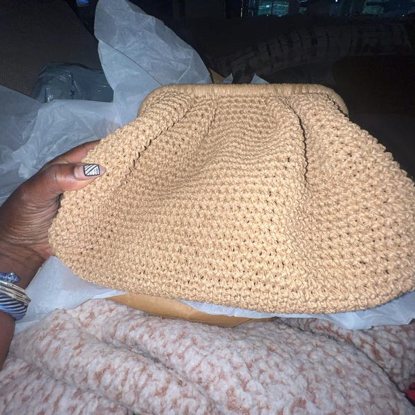 Small Raffia Beige Clutch Bag for Women | Straw Knitted Raffia Bag ...