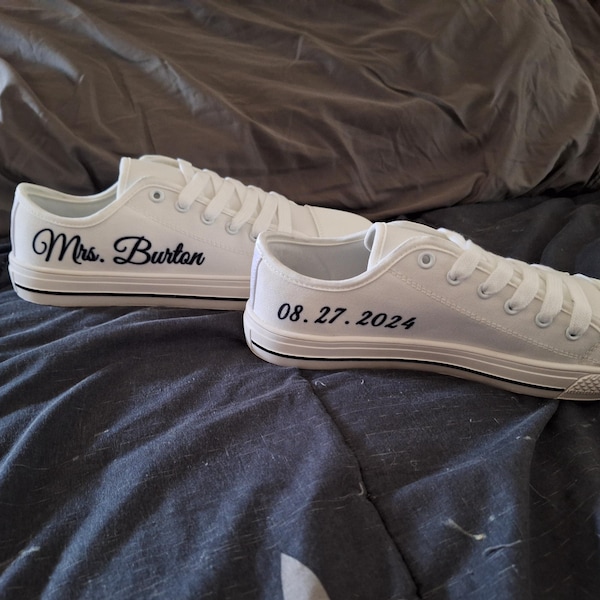 Personalized Bridal Shoes - Custom Sneakers for Wedding With Name ...