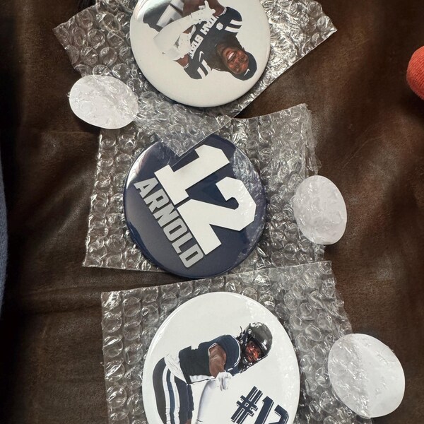 FOOTBALL Custom Photo Button-3 1/2 Inch Pin Back Button-personalized ...