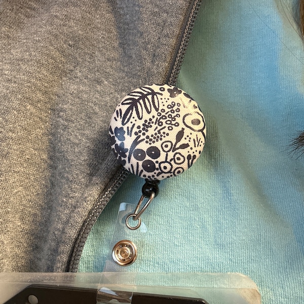 Rifle Paper Co. Badge Reel: Navy Tapestry Lace, Retractable Clip - Etsy