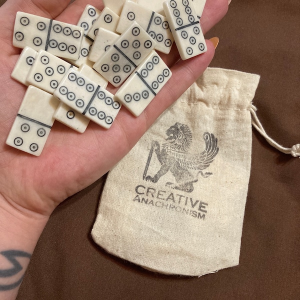 UNIQUE Medieval Bone Domino Set (double Six), SCA, Creative Anachronism ...