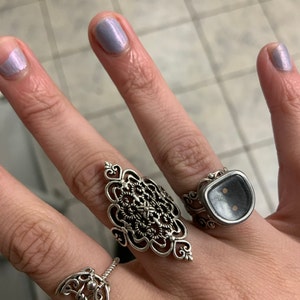 Boho Hippie Adjustable Rings. Gothic Unisex Rings. Silver Chunky Ring ...