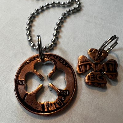 St. Patricks Day Gift Lucky Penny Four Leaf Clover Key Chain - Etsy