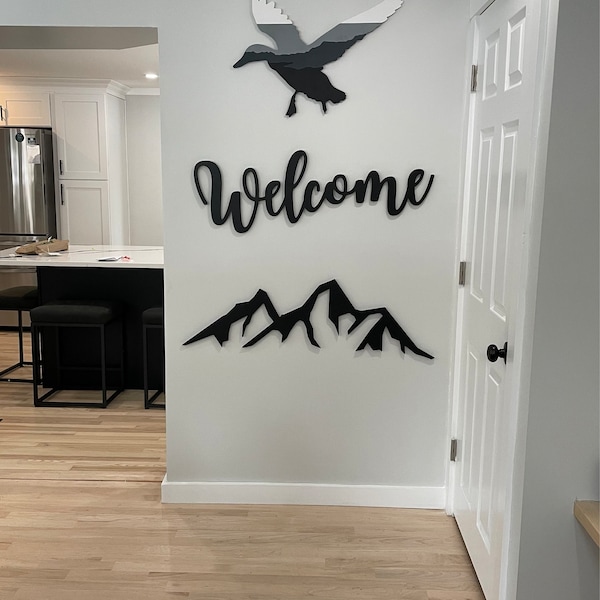 Welcome Word Cutout | Wooden Letters | Welcome Sign | - Etsy