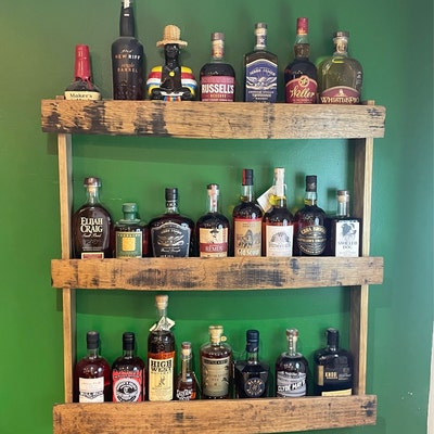 Bourbon Barrel Shelf Bar Shelves Bourbon Shelf Whiskey - Etsy