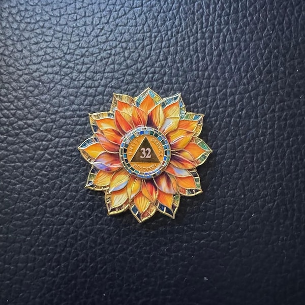 1-99 Years Sobriety Coin With Sunflower, Alcoholics Anonymous Token ...