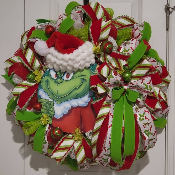 Grinch, Metal Wreath Sign, Door Decor, Round Wreath Sign. Now Taking ...