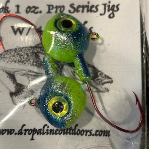 3 Pk Chartreuse & Blue Ice Round Head Jigs - Etsy