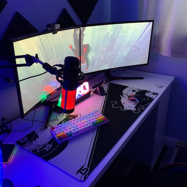 Techsource Mousepad - Topo Black V2 | 900x400/800x300 | Stitched Edges | Nonslip Rubber Base ...