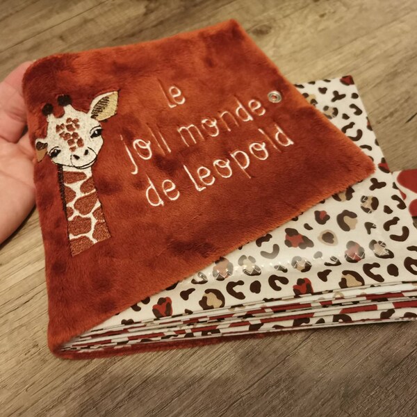 Album photo tissu personnalisé, album photo doudou,tissus bleu canard ...