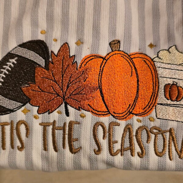 Tis the Season Fall Embroidery Design, Football Coffee Embroidery ...