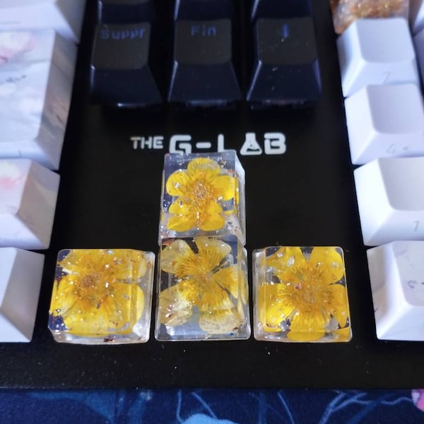 Epoxy Resin Gold Foil Keycaps Set for Mechanical Keyboard Unique ...