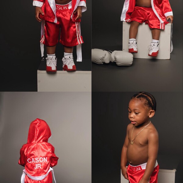 50% OFF Sale Personalized Boxing Set Robe, Shorts, Wearable Baby Gloves ...