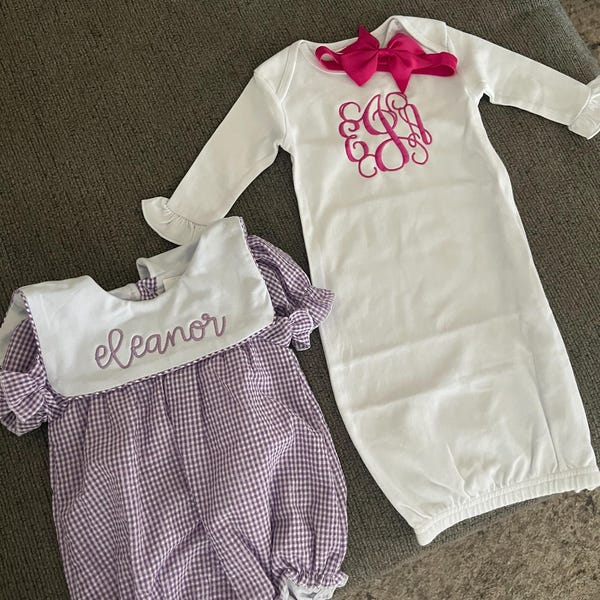 Baby Girl Monogrammed Bloomers/diaper Cover Gown and Burp Cloth Set ...